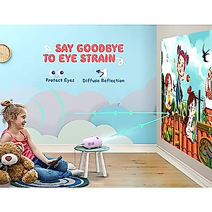 Mini Projector for Kids, Portable Movie Projector w/ 1080P Supported and 300'' Display, LED Phone Projector for Cartoons TV Movie, Party Game, Compatible with HDMI, USB, TV Stick iOS & Android
