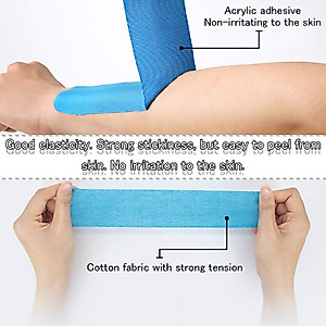 CHOIMOKU 12 Rolls Kinesiology Tape for Knees Muscle Tape for Shoulder Uncut 2" Waterproof 2Inch Sports Tape Athletic Plantar Fasciitis Tape for Pain Knee Support Therapy (4X Beige, 4X Black, 4X Blue)