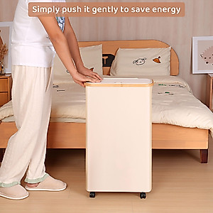 Merkisa 60L Slim Laundry Basket with Wheels,Narrow Hampers for Laundry,Freestanding Laundry Hamper with Lid&Bamboo Handles,Collapsible & Waterproof Tall Cloth Hamper for Dorm Family(Beige)