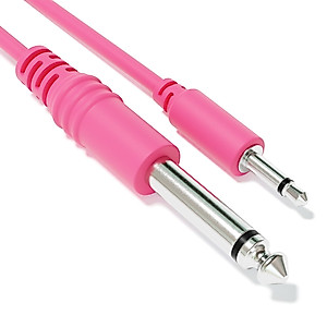 ExcelValley - 1-Pack - Mono Patch Cables - TS 3.5mm 1/8" to 6.35mm 1/4" [Pink | 60 cm - 23.62"]