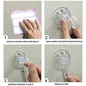 Emoly Suction Cup Hooks, 6 Packs Powerful Suction Hooks, Shower Suction Cup Hooks Holder, Heavy Duty Vacuum Suction Hooks, for Bathroom Kitchen Shower Towel Loofah Office Key Bag Coat