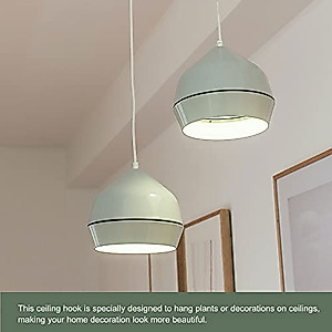 YOKIVE 2 Pcs Ceiling Hanging Hook, Pad Eye Snap Hook with Round Plate Hanging Plants, Great for Office, Home, Daily Use (White, 2.6x3.2-Inch)