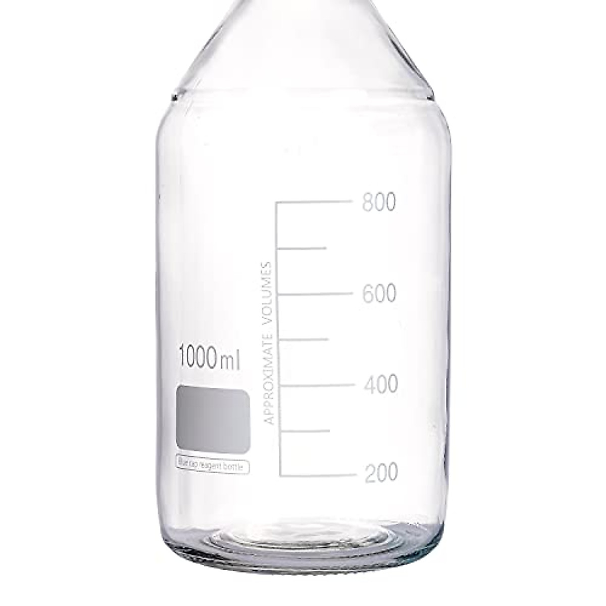 Pastein 4 Pieces 1000 mL Graduated Round Reagent Media/Storage Glass Bottle With GL45 Orange Polypropylene Screw Cap