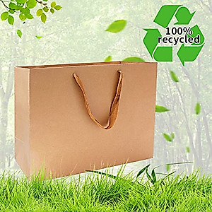 HIQQUGU Brown Gift Bags - 13.8"x5.1"x10.2" Kraft Paper Gift Wrap Bags12Pcs,Medium Party Bags Shopping Bags Merchandise Bags,Solid Color Wrap Bags.