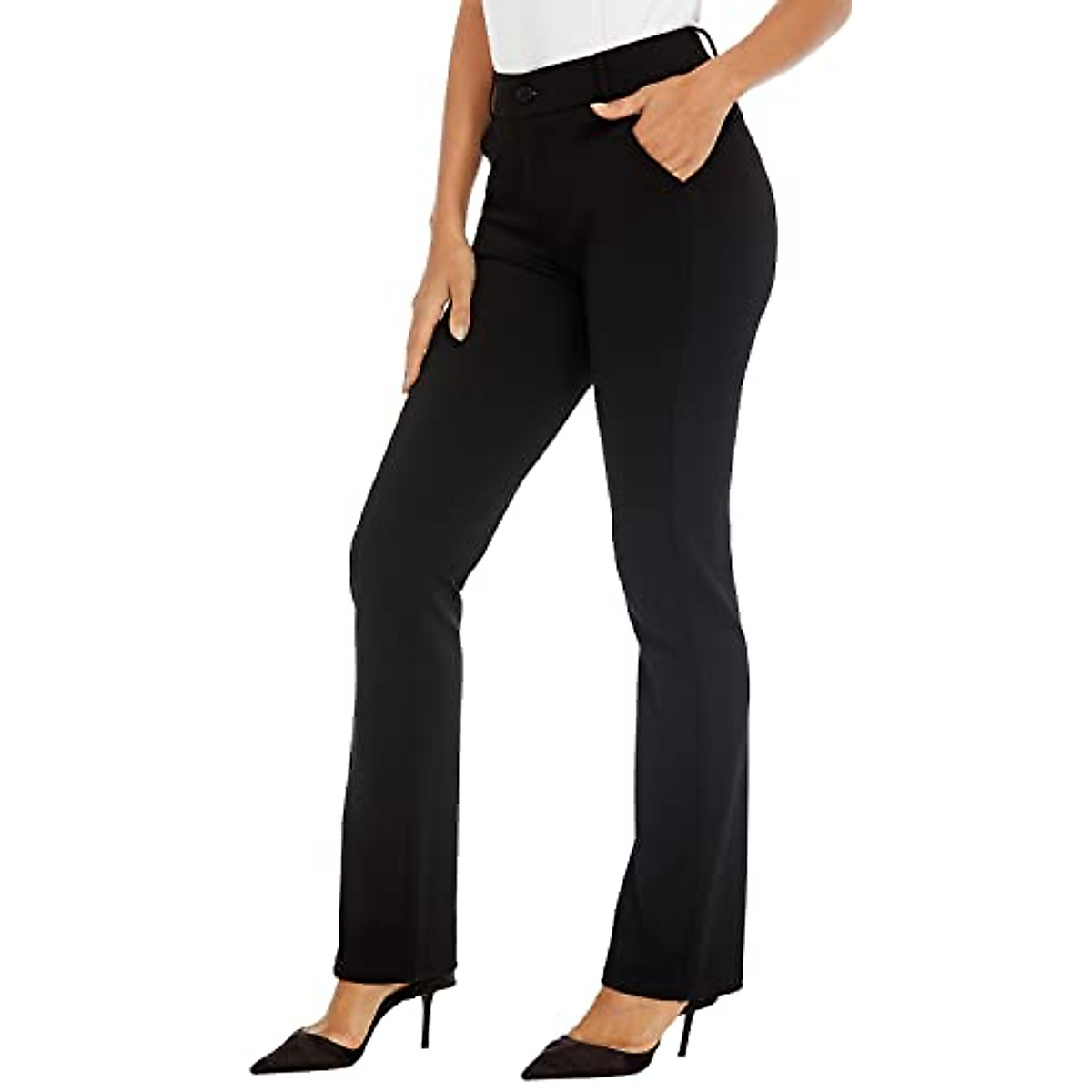 iChosy Women's Ease into Comfort Barely Bootcut Stretch Dress Pant Black32 4