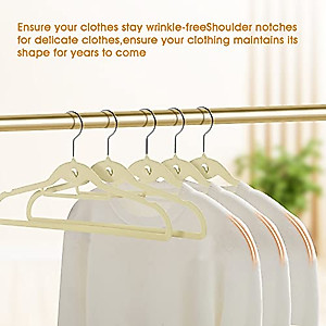 Velvet Clothing Hangers Slim Stackable Non-Slip Beige Suit Hanger Space Saving Clothes Hanger Heavy Duty Adult Hangers with 360°Swivel Hook Pack of 20