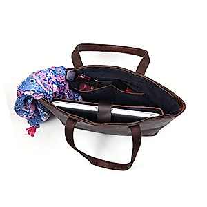 Aaron Leather Goods Genuine Leather Shoulder Office Tote Bag for Women (Umber)