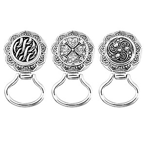 MJartoria Interchangeable Snap Buttons Centerpiece Rhinestone Eye Glass Holding Brooch (Silver Color)