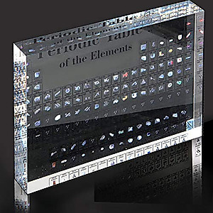 awagas Heritage Periodic Table of Elements, Acrylic Periodic Table Display with Elements, Student Teacher Gifts Crafts Desktop Ornaments Decoration (Embedded Pattern 170x120x24mm)