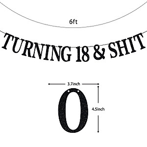 Happy 18th Birthday Banner, Officially Adulting 18, 18 and Adultish, Time to Adult, Adults 18th Birthday Party Decorations Hanging Backdrop Gifts Black Glitter