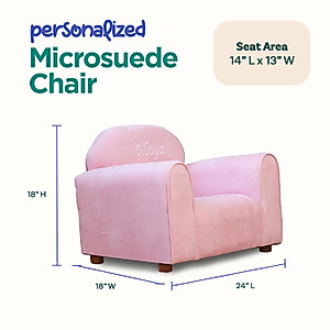 Keet Personalized Toddler Chair, Customize with Name, Personalized Kids Chair, Embroidered with Name, Kids Armchair Personalized, Easy to Coordinate, Ages 2-5 Years, Kid Sofa Chair, Microsuede Pink