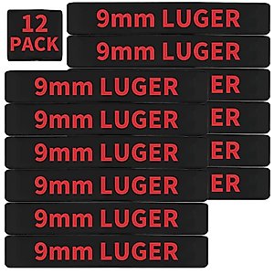 12 Pack Miaozhun 9mm Luger Magazine Marking Bands 9mm Luger Magazine Ammo Caliber Identification Bands (Black Red)