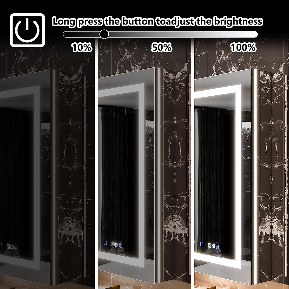 cieloshinerico Smart LED Medicine Cabinet with Mirror, 24W×36H Inch Bathroom Storage Medicine Cabinet, 3 Color Stepless Dimming & Anti-Fog, 10x Magnifier, Night Light, Right Hinge