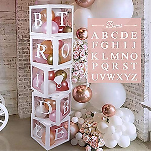 96 PC Bridal Shower Decorations Balloon Boxes White- Transparent Block with BRIDE TO BE + GROOM + A - Z Letters and 40 Balloons- Engagement Bachelorette Parties Weddings Centerpieces Photo Booth Props