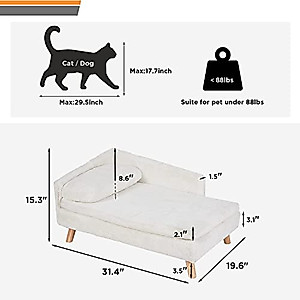 BingoPaw Elevated Pet Bed,Nordic Pet Stool Bed with Cozy Pad Waterproof,Pet Chair with Sturdy Wood Legs for Small Dog Kitten