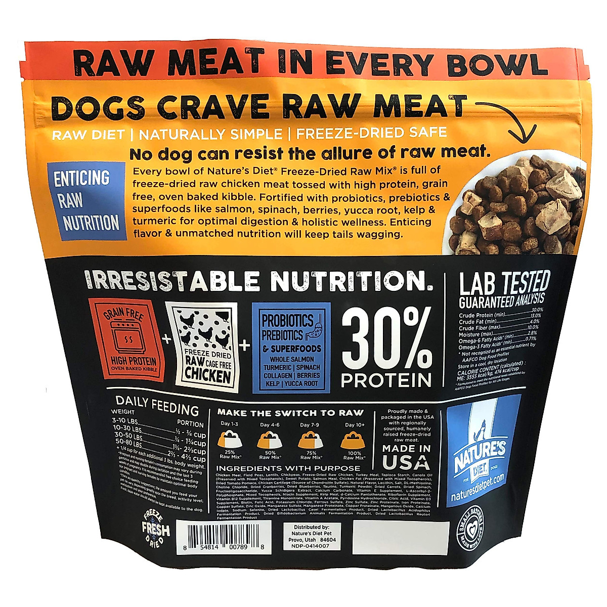 Nature's Diet Raw Mix Kibble with Freeze-Dried Chicken, Superfoods and Probiotics