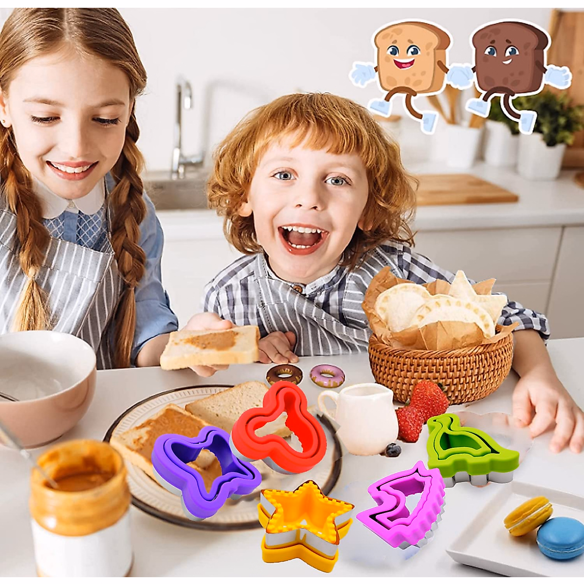 Sandwich Cutter for Kids, BANIC 26pcs Sandwich Cutter and Sealer Set, Uncrustables Maker,Crustless Sandwich Cutter Shapes for Girls Boys, Lunch & Bento Box Accessories,Bread Cookie Cutters for kids