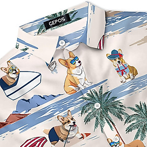 Corgi Men's Hawaiian Shirt - Summer Beach Unisex Shirt, Dad & Men Birthday Gifts (Large)