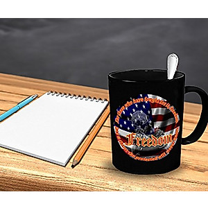 Vitazi Kitchenware Novelty Gifts - Patriotic Mug (11oz) For Those Who Have Fought For It, Freedom Has a Flavor The Protected Will Never Know, With Image Ceramic Coffee Cup (Black)