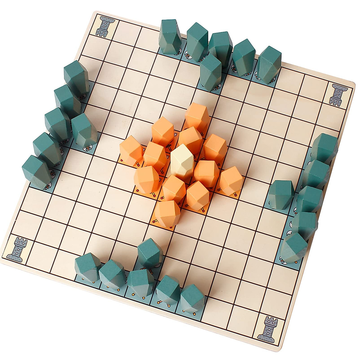 Wood Hnefatafl Viking Chess Board Game for Kids Adults Family Fun Tafl Play Set Pieces Solid Brain Teaser Intelligence Training,Travel Games