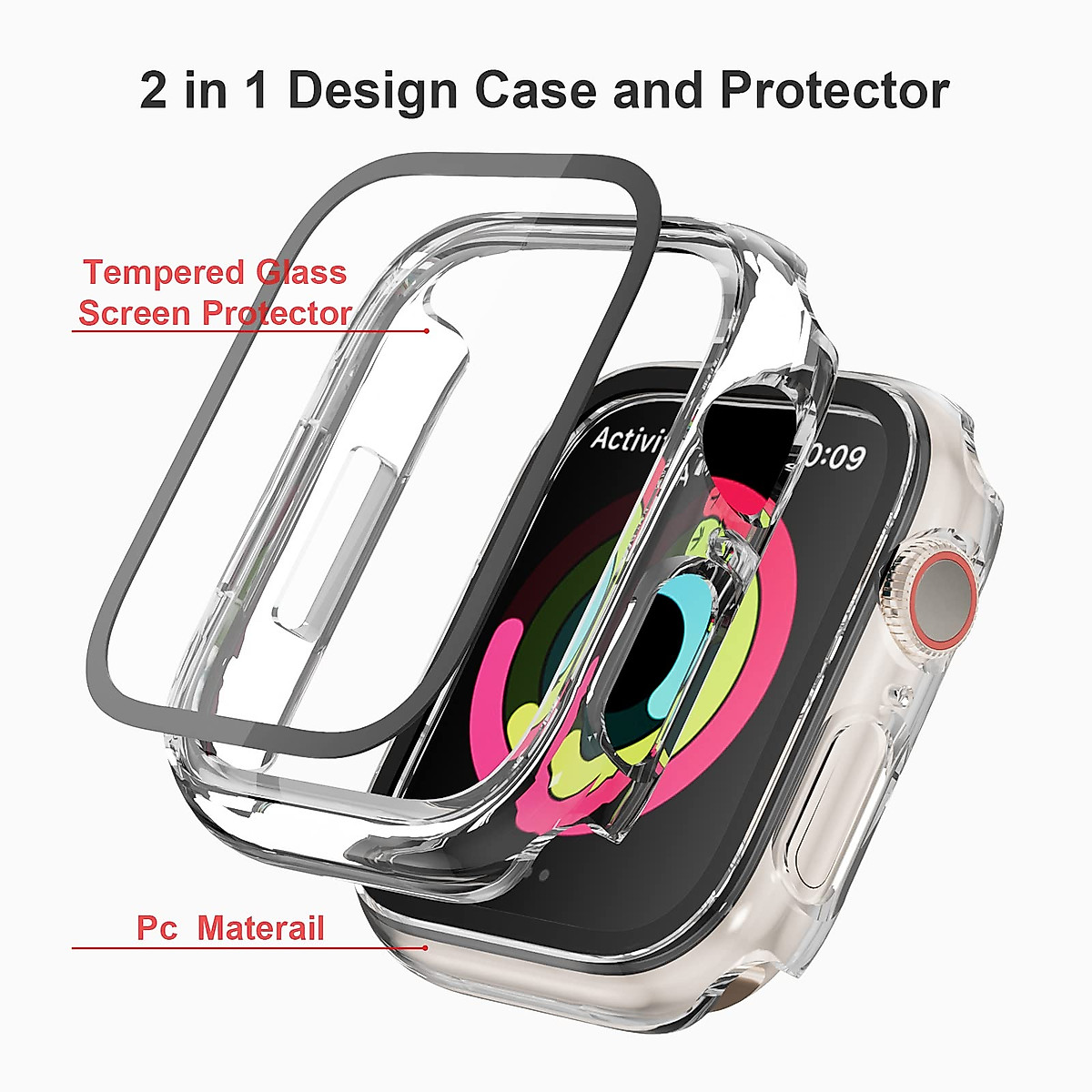 12 Pack Case with Tempered Glass Screen Protector for Apple Watch 44mm SE 2 Series 6 5 4 SE, Cuteey Full Protective Matte PC Cover for Iwatch 44mm Accessories