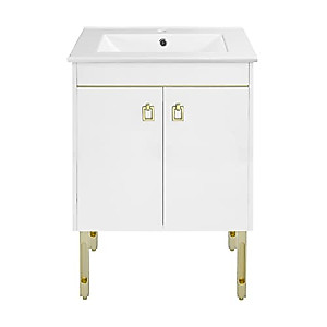 Swiss Madison Lumiere 24" Bathroom Bath Vanity, White and Gold