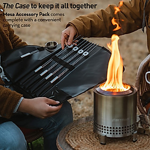 Solo Stove Mesa Accessory Pack | Incl. 4 Stainless Steel Mini Sticks + Stick Rests, Pellet Scoop, Mesa Lid, Carry Case, Accessories for Outdoor Fire Pit, 8.8 x 16 in, 2.5 lbs