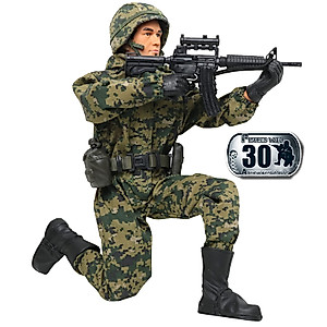 Click N' Play 12-Inch Army Men Action Figures, Military Toys Marine NBC Specialist - Clothes, Weapons Stuff - Army Guys, Elite Force, Soldier Man, SWAT, World Peacekeepers - Men Toys for Boys