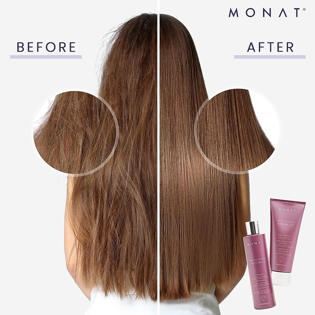 MONAT Smoothing Anti-Frizz Set - Natural Frizz Ease Shampoo & Frizz Dismiss Conditioner for Lightweight Frizz Control and Smooth, Shiny Hair