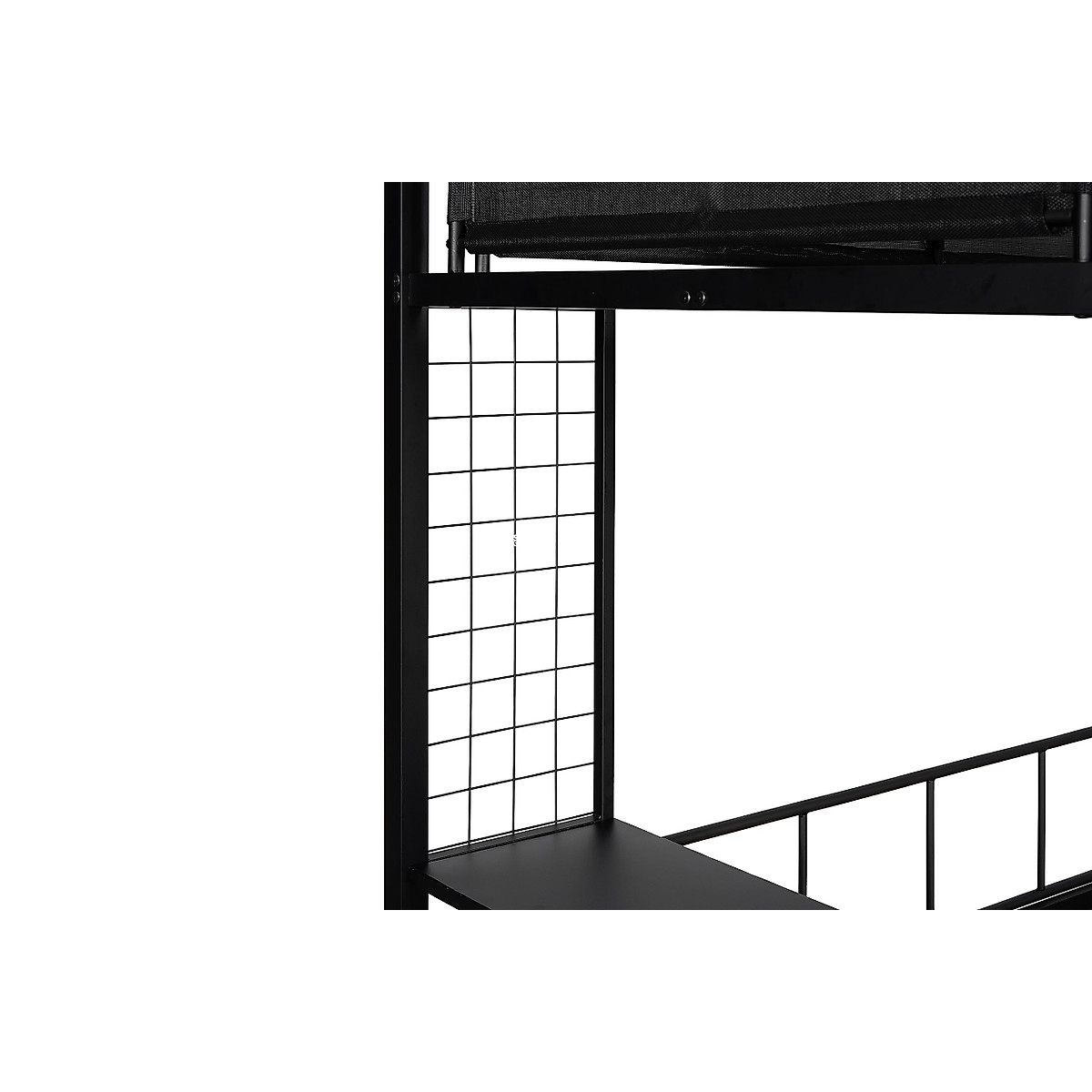 ZVAIGE Metal Double Full Bunk Bed with Shelves and Mesh Panels - Space Saving Loft Bed, Desk Sofa Bed - Ideal for Bedrooms and Dorms - Sturdy and Versatile Single Bunk Bed