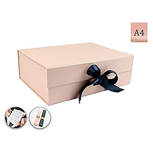 SKETCHGROUP Big Pink Gift Box with 2 Satin Ribbon and Magnetic Closure (A4 Size)