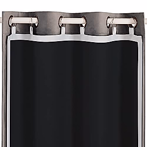 Melodieux Thermal Insulated 100% Blackout Curtain Liner for 84 Inch Long Curtains, Off White/Black, 40 by 80 Inch, 1 Panel, Rings Included