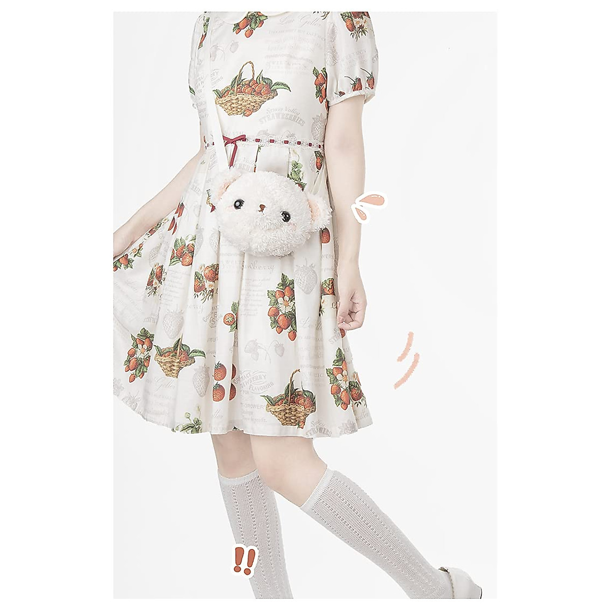 Hipi-shop Bear lolita plush Japanese cute Plush bag Creative shoulder bag Wallet Purse CrossBody bag for women and Girls (Black)