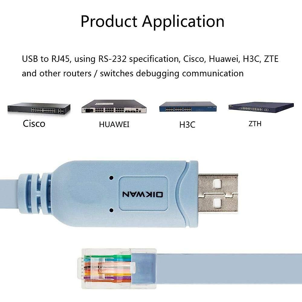 OIKWAN Console Cable USB to RJ45, USB Cable Compatible with Routers/Switch/Windows 7, 8,10,11 (10ft)