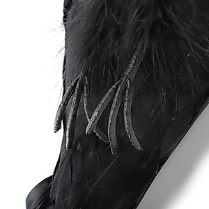 Noamus 17 Inches Realistic Hanging Dead Crow, Lifesize Extra Large Black Feathered Crow, Fake Decoy Raven for Garden Halloween Decorations Birds, Artificial Handmade, Model, Party Props
