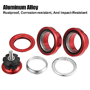 X AUTOHAUX 34mm 1-1/8" Threadless Bicycle Headset Combo Bike Threadless External Headset Sealed Cartridge Bearings MTB Road Headset with Top Cap Red