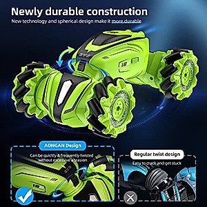 AONGAN Remote Control Car, 360°Drift Stunt Car, Gesture Control RC Car, Toy for Kids Age 6-15(Green)