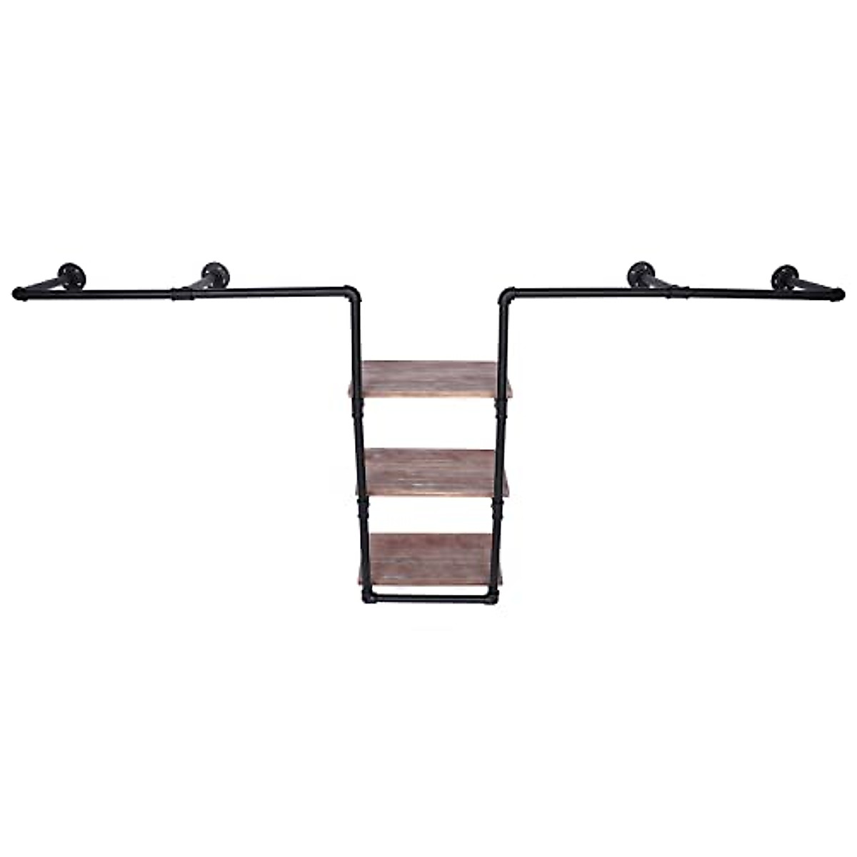 NeNchengLi Industrial Pipe Clothing Rack Wall Mount Clothing Rack With Three Storage Shelves Clothing Display Rack Retail Display Clothes Rod Iron Garment Rack Multi-occasion Clothes Display Shelf