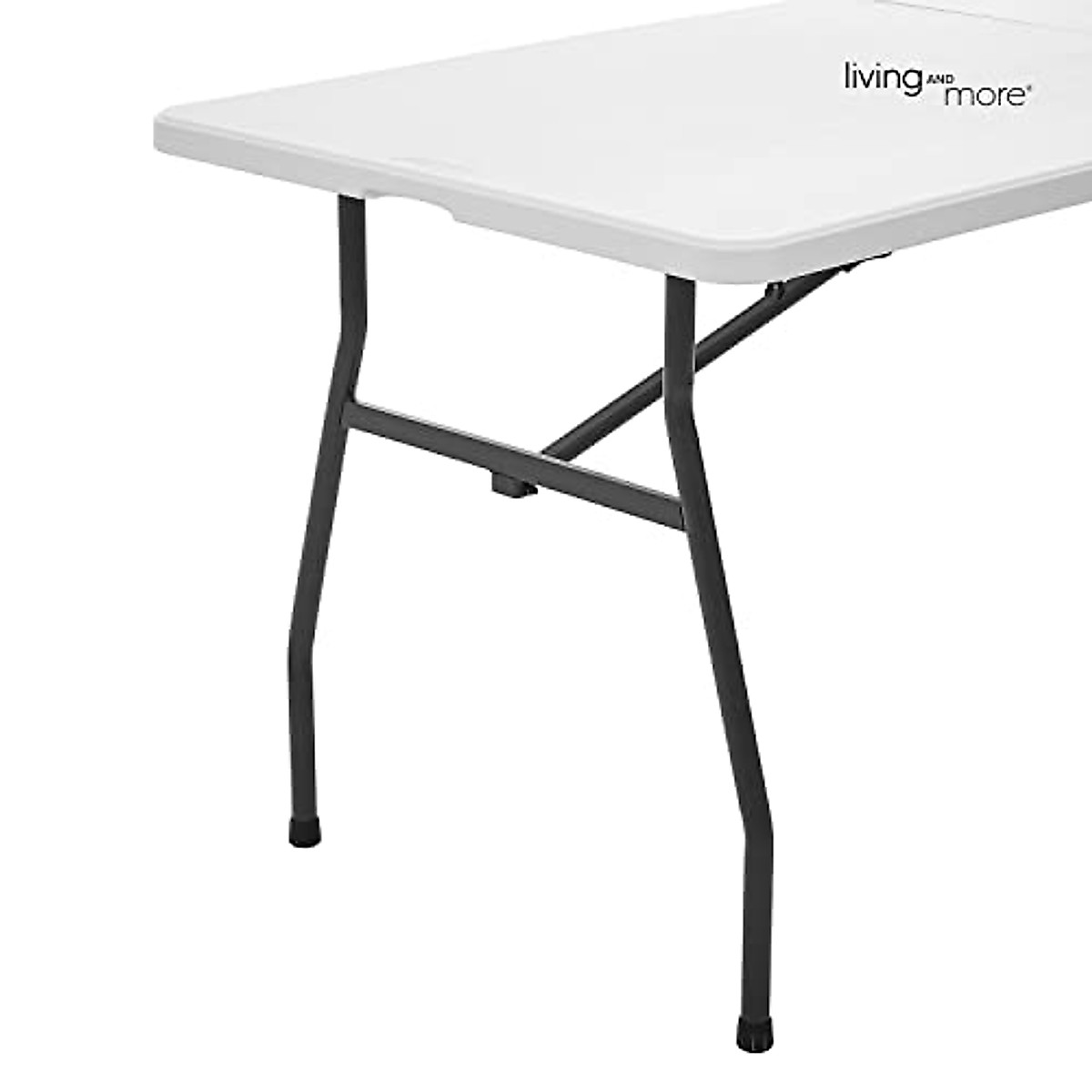 Living and More 6 Foot Fold-in-Half Table with Curve Legs, White