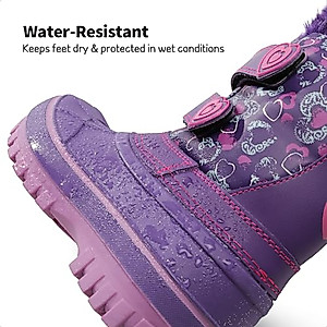 DREAM PAIRS Boys Girls Snow Boots Water-Resistant Outdoor Sport Warm Cozy Anti-Slip Cute Ankle Winter Shoes for Toddler/Little/Big Kid,Size 2 Little Kid,Purple,DUCKO