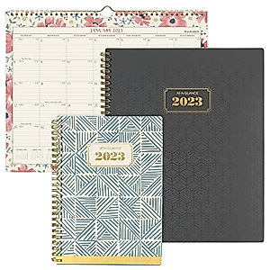 AT-A-GLANCE 2023 Weekly & Monthly Planner, 8-1/2" x 11", Large, Monthly Tabs, Pocket, Badge Geo (1641H-905)