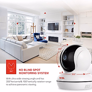XM Wireless IP Security Camera Indoor Surveillance Camera Smart WiFi Home Camera for Baby/Pet/Nanny with Motion Detection 2-Way Audio Night Vision Cloud-Storage & TF Cardslot iOS/Android