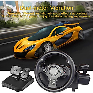 Dual-Motor Racing Wheel, 270 Degree Rotation Steering Wheel for PS3/PS4/XBOX ONE/Xbox 360/NS Switch/PC/Android, with Pedals, Gear Shifter