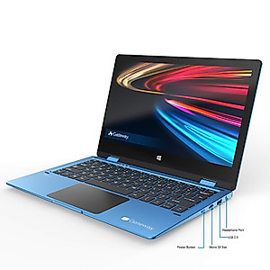 Gateway 11.6" 2-in-1 Touchscreen Laptop Computer, Blue, Intel Celeron N4020 Up to 2.8GHz, 4GB DDR4 RAM, 64GB eMMC, Windows 10 S, Office 365 Personal 1-Year, BROAGE 64GB Flash Stylus,GWTC116