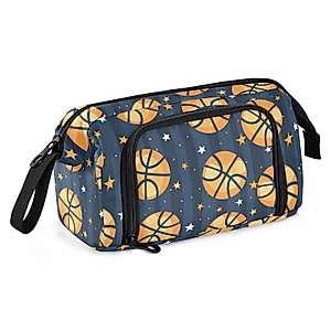 Joko Ivery Stars Basketballs Stripe Big Capacity Pencil Case Pouch Pen Bag for Adults Teen Boys Girls Stationery Box Organizer with Zipper Compartments Pencil Box for Students School College Office