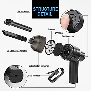 Keyboard Cleaner Powerful Rechargeable Mini Vacuum Cleaner, Cordless Portable Vacuum-Cleaner Tool for Cleaning Dust, Hairs, Crumbs, Scraps for Laptop, Piano, Computer, Car, Makeup Bag, Pet House