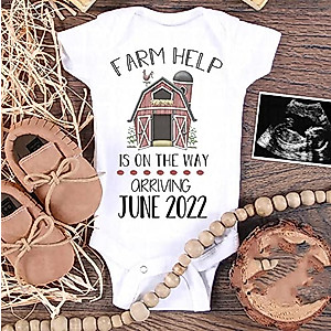 Farm Help On The Way Onesie , Baby Announcement Onesie Farm, Pregnancy Announcement Onesie Custom, Custom Baby Name Announcement Onesie, Baby Announcement Onesie Grandparents