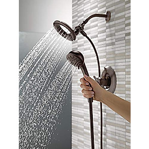 Delta Faucet Linden 17 Series Dual-Function Shower Faucet, Shower Trim Kit with 4-Spray In2ition 2-in-1 Dual Hand Held Shower Head with Hose, Venetian Bronze T17294-RB-I (Valve Not Included)