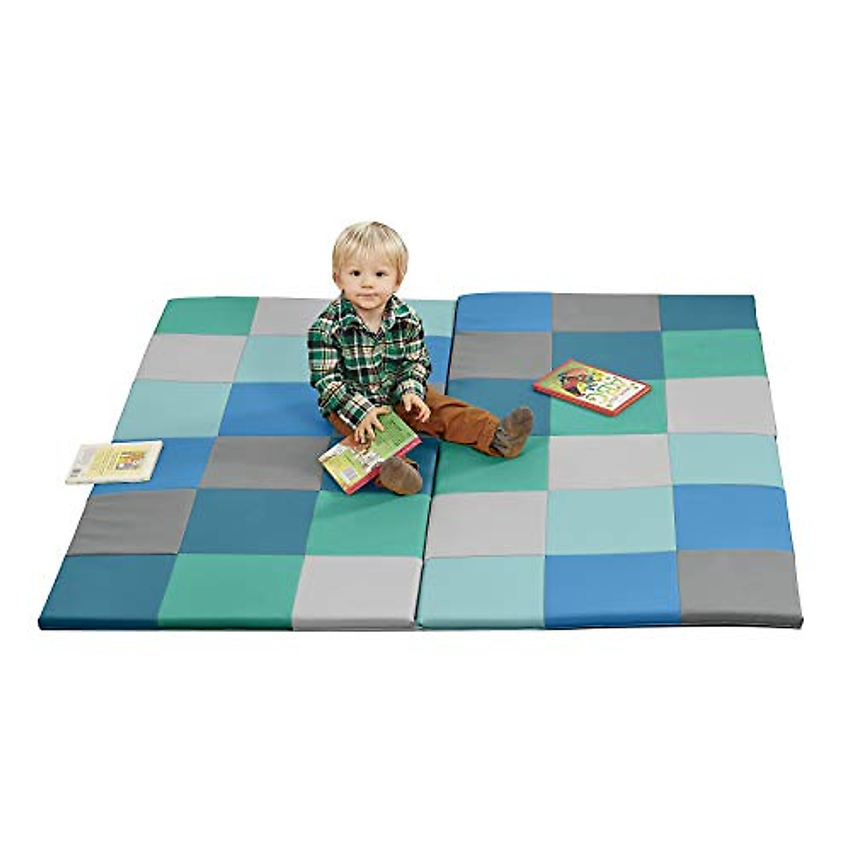 ECR4Kids SoftZone Patchwork Activity Mat, Folding Playmat, Contemporary