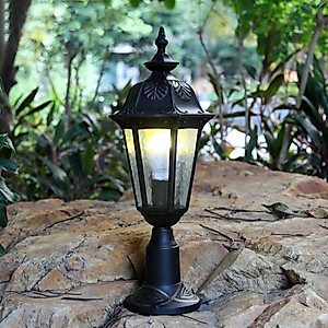 MODEBHD American Outdoor Pillar Lantern Antique European Waterproof Luminous Column Lamp Retro Garden Exterior Villa Doorway Post Light Fixture Wall Balcony Courtyard Vintage Street Garden Lamps